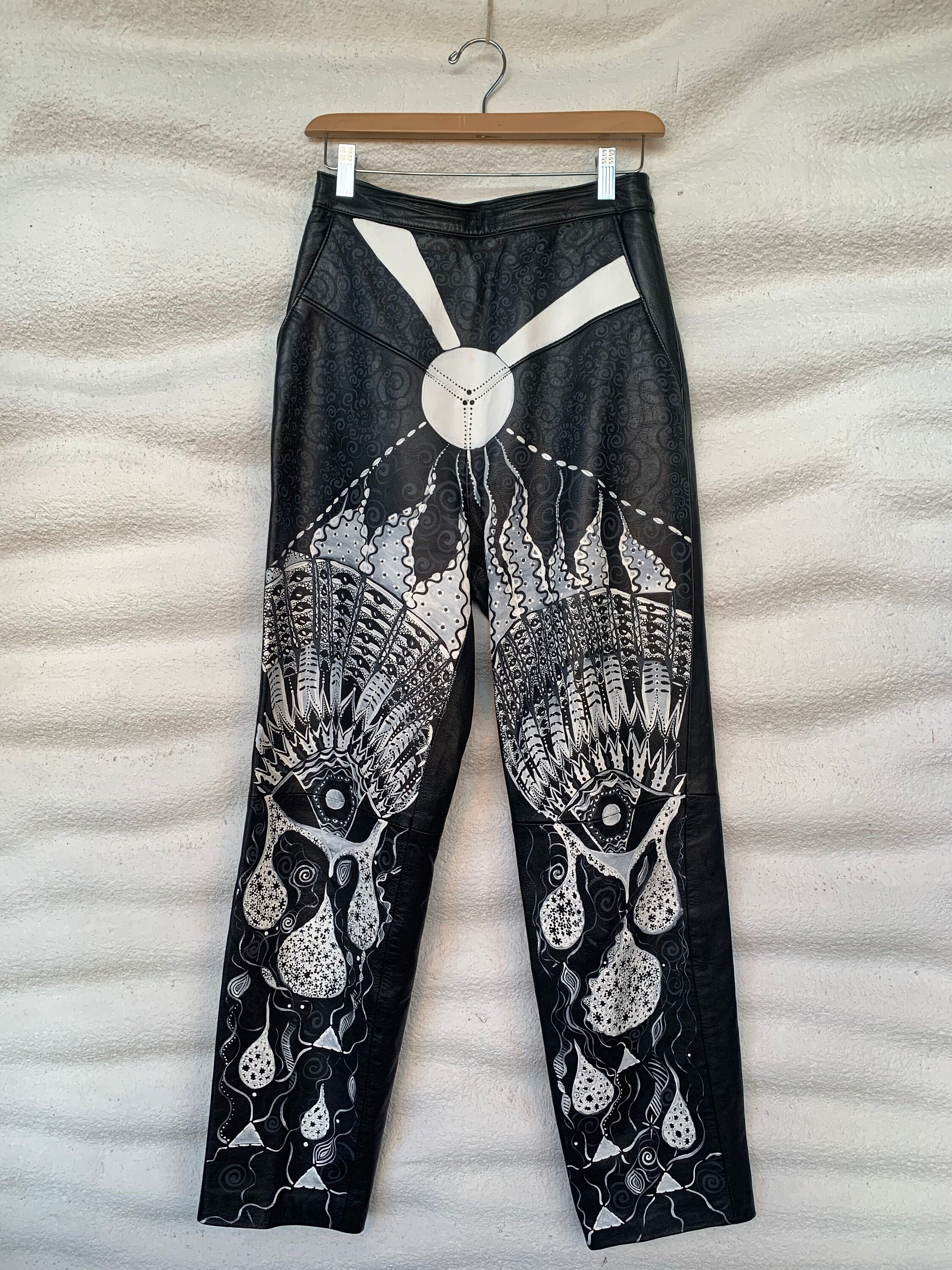 Hand Painted Leather Art Pants - Etsy