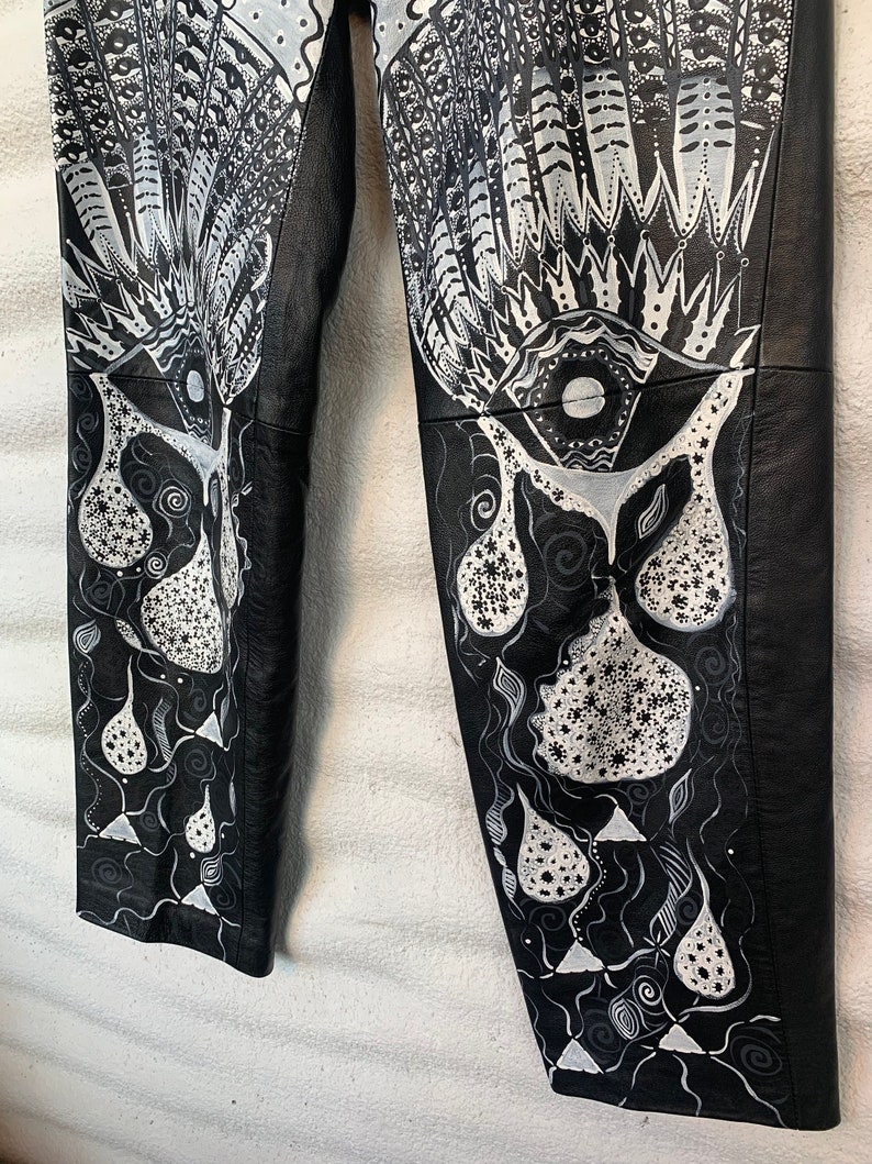 Hand Painted Leather Art Pants - Etsy