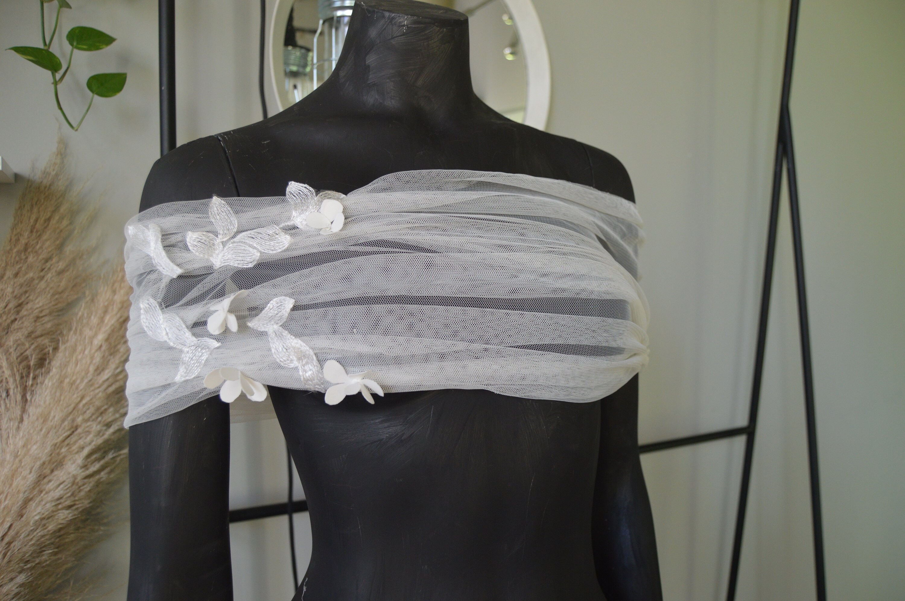 Tulle Wrap With Lace and 3D Floral Design - Etsy