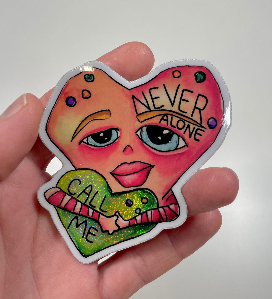 Stickernever Alone Candy Heart - Etsy