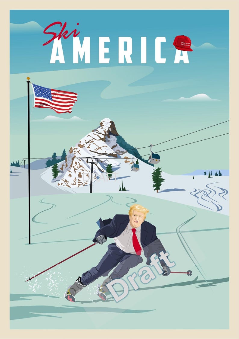 Make Skiing Great Again Trump Vintage Ski Poster - Etsy