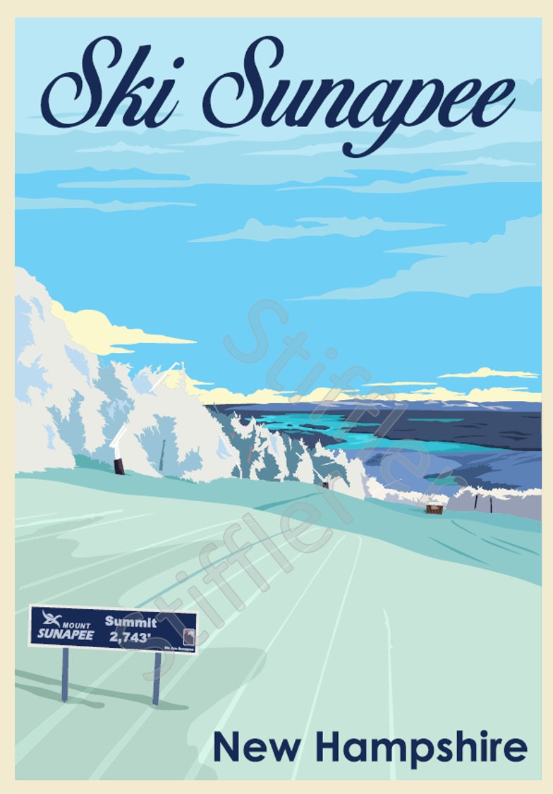 Mount Sunapee Vintage Ski Poster - Etsy