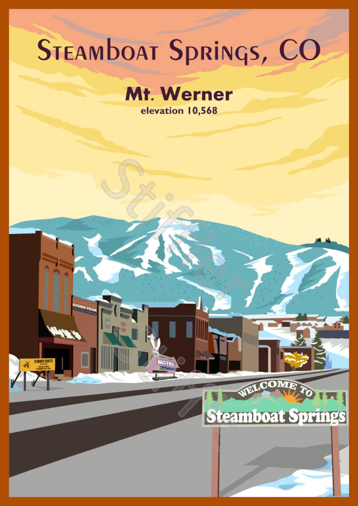 Steamboat Springs Vintage Poster Ski Art - Etsy