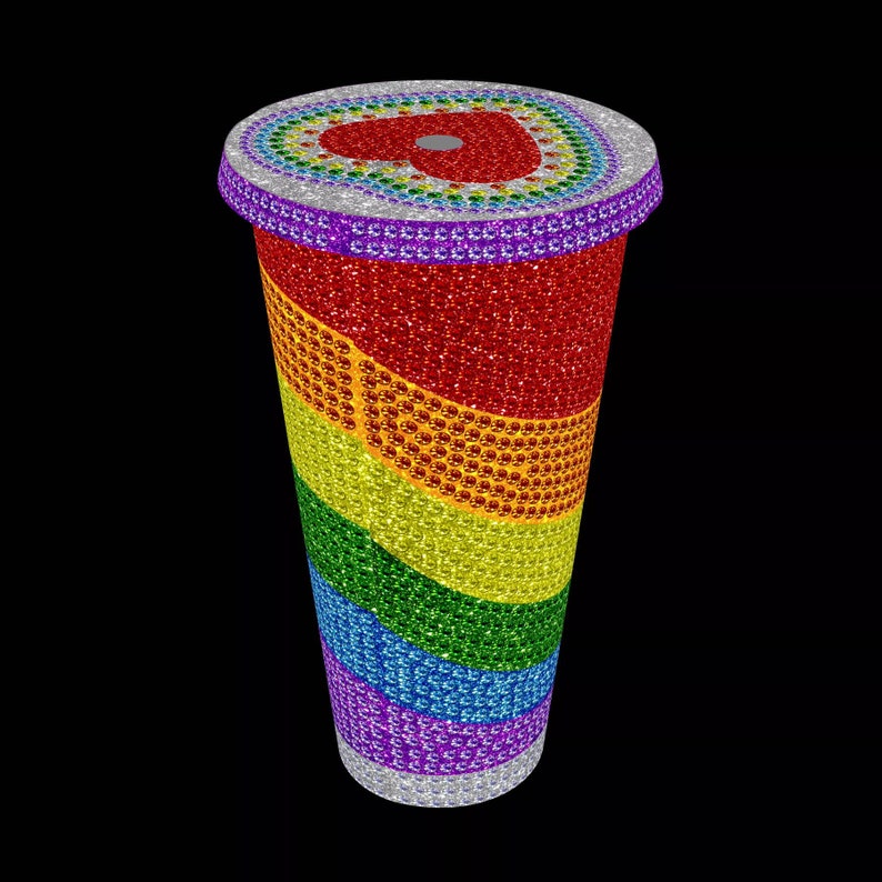Love is Love Pride Rainbow Starbucks Rhinestone Tumbler | LGBTQ Crystal ...
