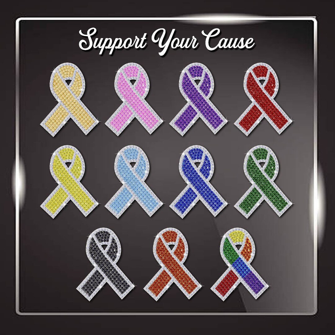 Rhinestone Glitter Awareness Ribbon Decals, Support Your Cause, Breast ...