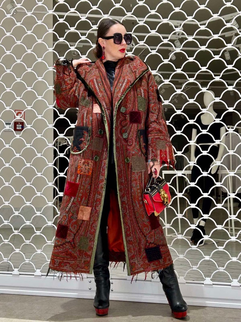 Upcycling Robe Designer Handmade Oversized Long Warm Bohemian Boho ...