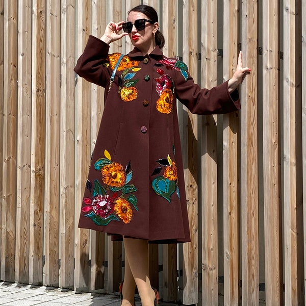 Embroidered Coat - Etsy