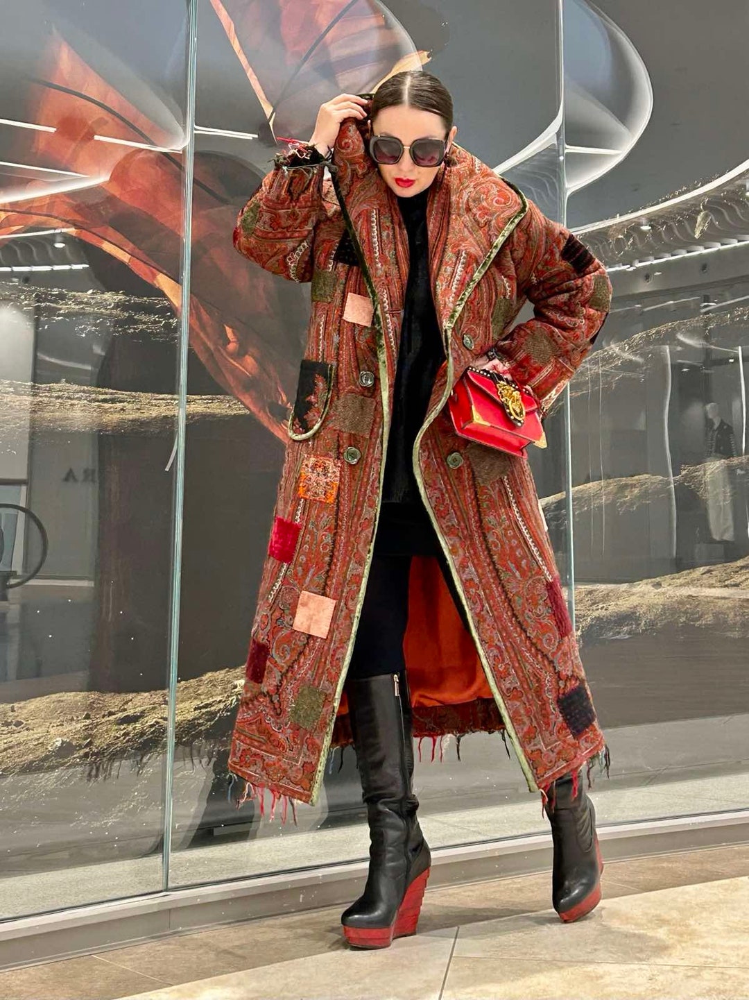 Upcycling Robe Designer Handmade Oversized Long Warm Bohemian Boho ...