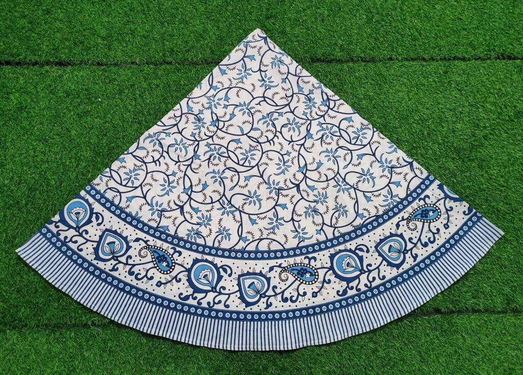 Block Printed Round Tablecloth Floral Printed Round - Etsy
