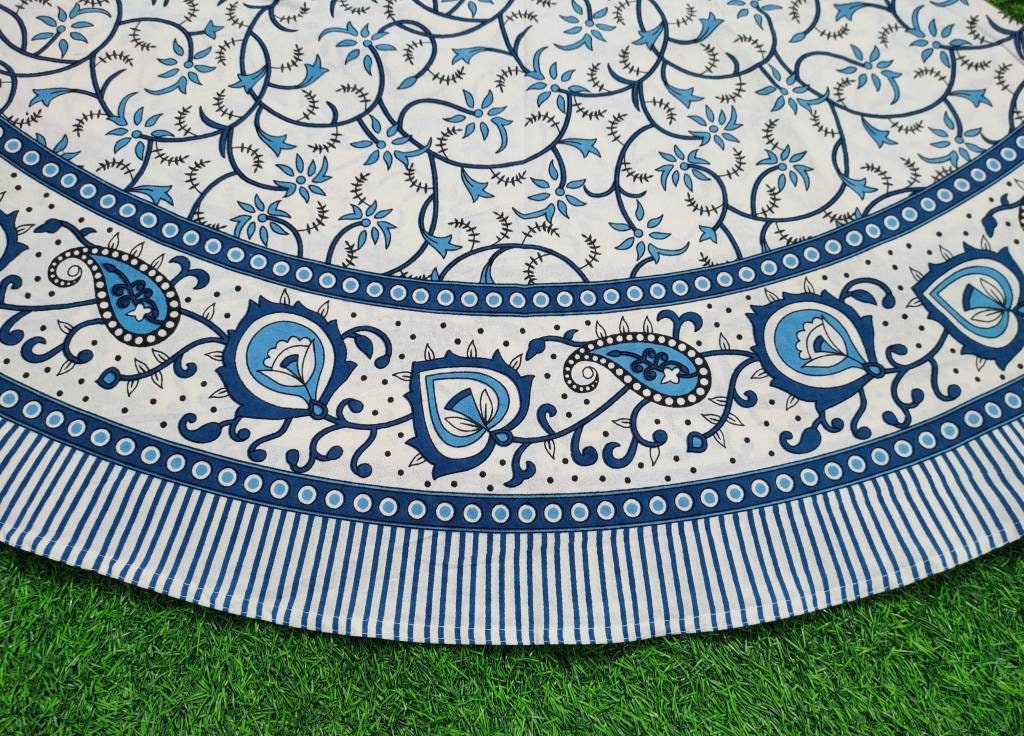 Block Printed Round Tablecloth Floral Printed Round - Etsy