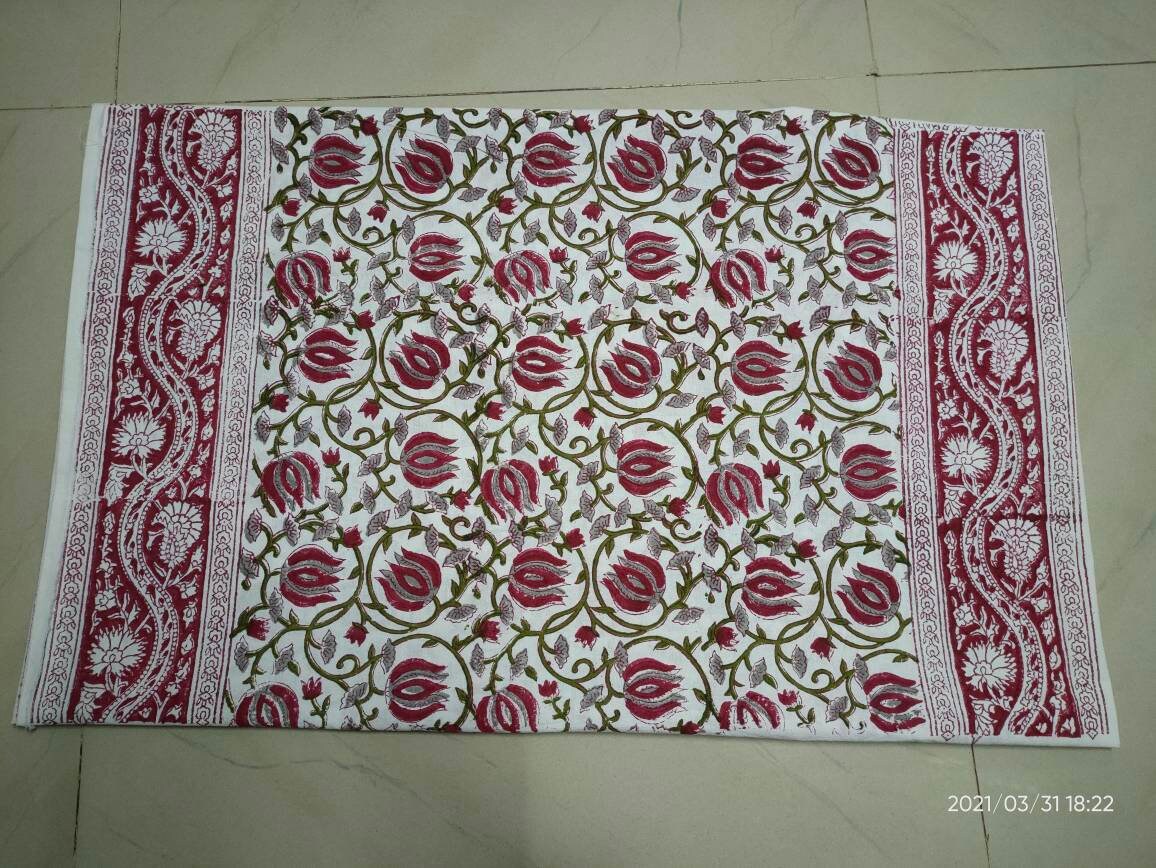 Hand Block-printed Lotus Flowers Design Bed Sheet With Fitting - Etsy
