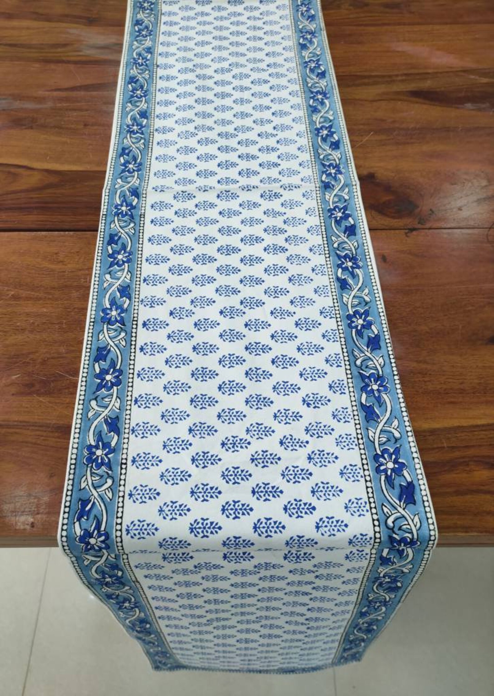 Hand Block Print 100% Cotton Canvas Table Runner - Etsy