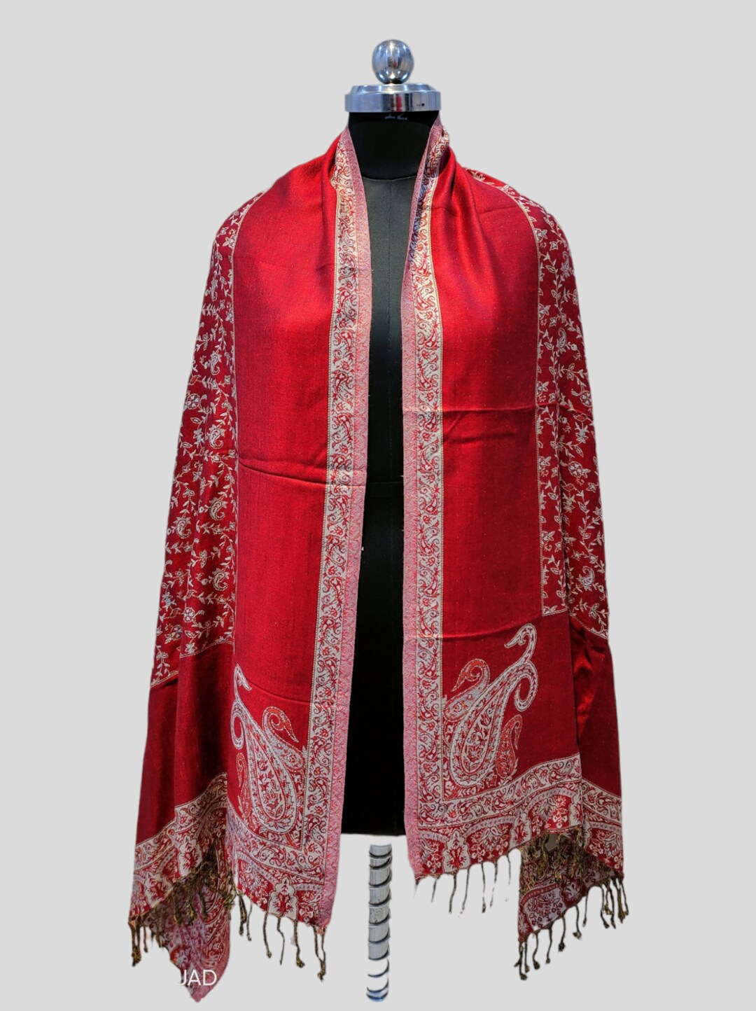 Kashmiri Jacquard Jamawar Design Pashmina Wool Shawl, All Seasons Wrap ...