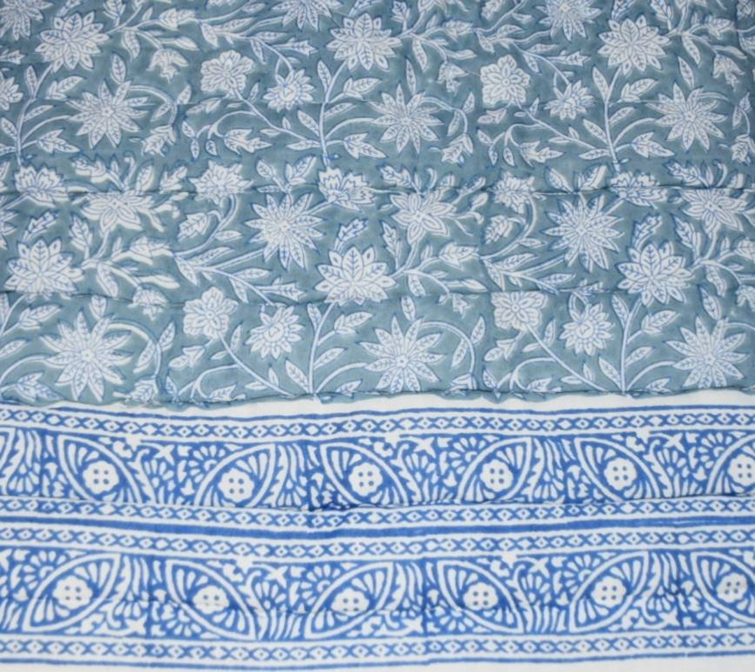 Jaipur Hand Block Print Cotton Quilt: Indian Kantha Rajai Bedding ...