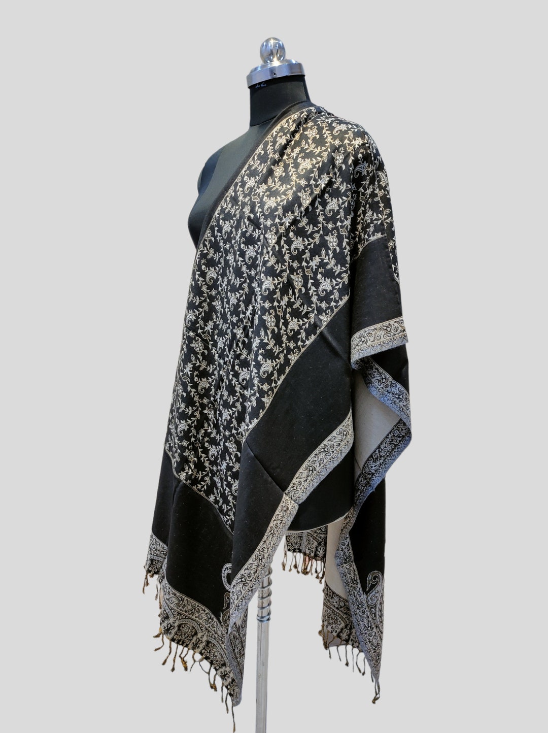 Kashmiri Jacquard Jamawar Design Viscose Shawl, All Seasons Wrap - Etsy ...