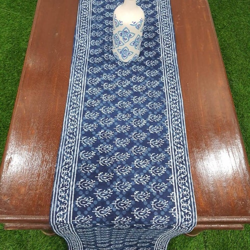 Hand Block Print 100% Cotton Canvas Table Runner - Etsy