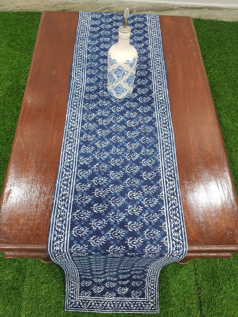 Hand Block Print 100% Cotton Canvas Table Runner - Etsy