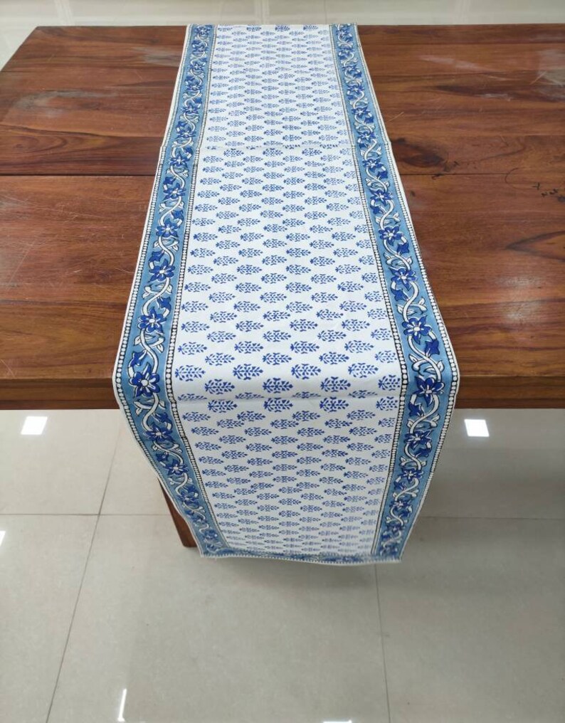 Hand Block Print 100% Cotton Canvas Table Runner - Etsy