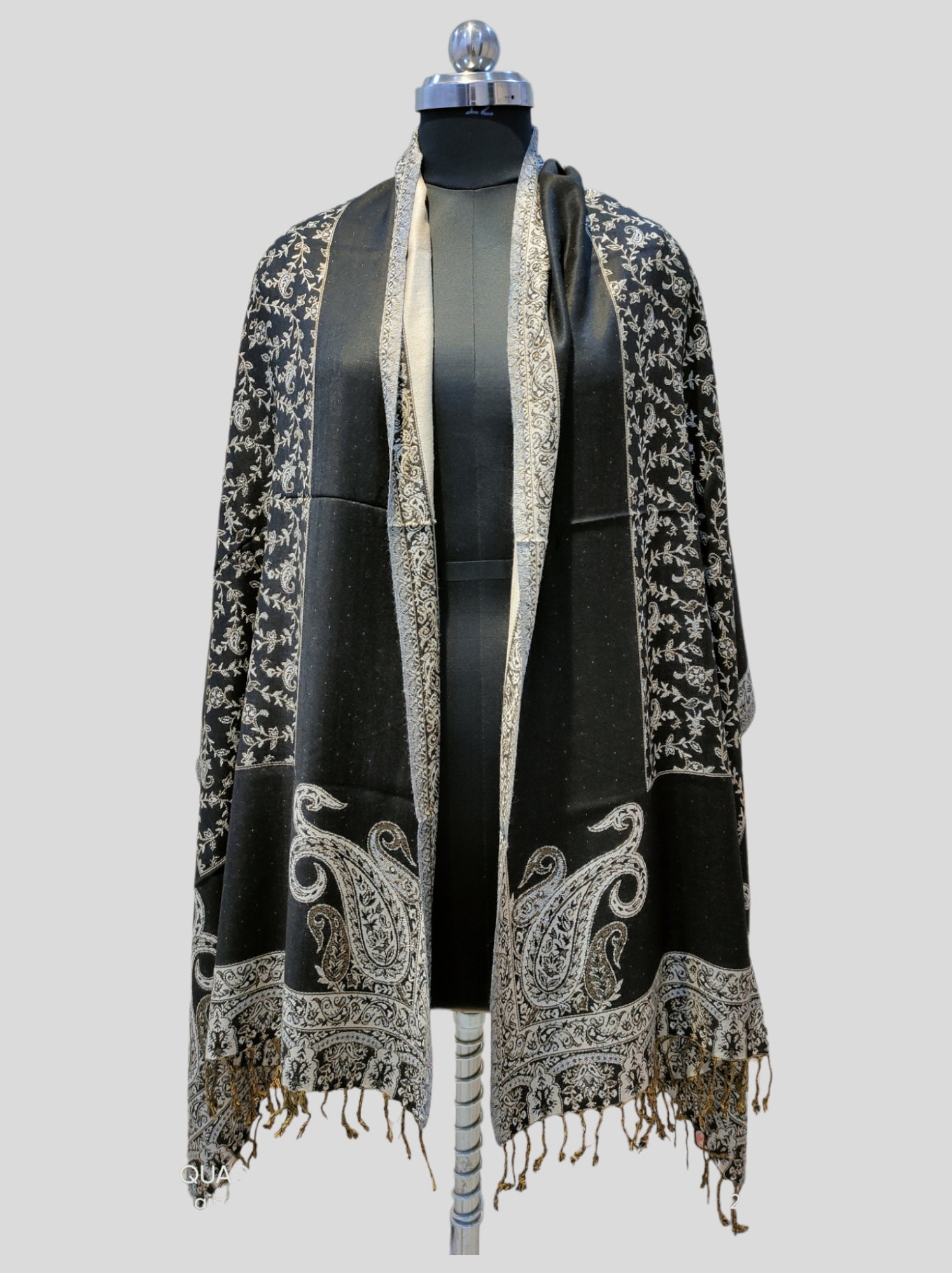 Kashmiri Jacquard Jamawar Design Viscose Shawl, All Seasons Wrap - Etsy ...