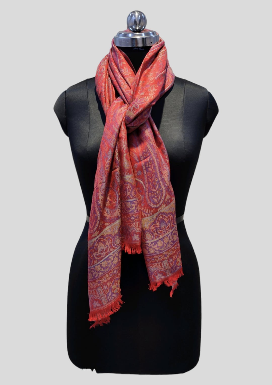 Kashmiri Jacquard Jamawar Design Pashmina Wool Shawl, All Seasons Wrap ...