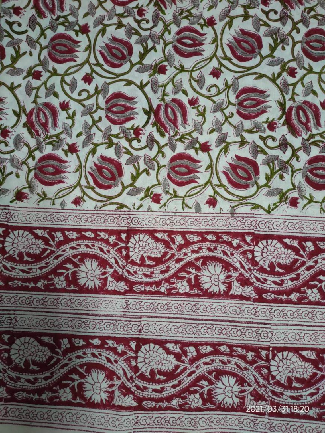 Hand Block-printed Lotus Flowers Design Bed Sheet With Fitting - Etsy