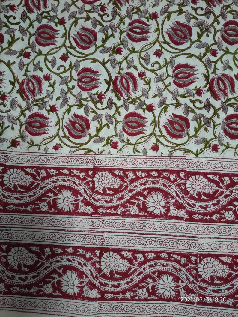 Hand Block-printed Lotus Flowers Design Bed Sheet With Fitting - Etsy