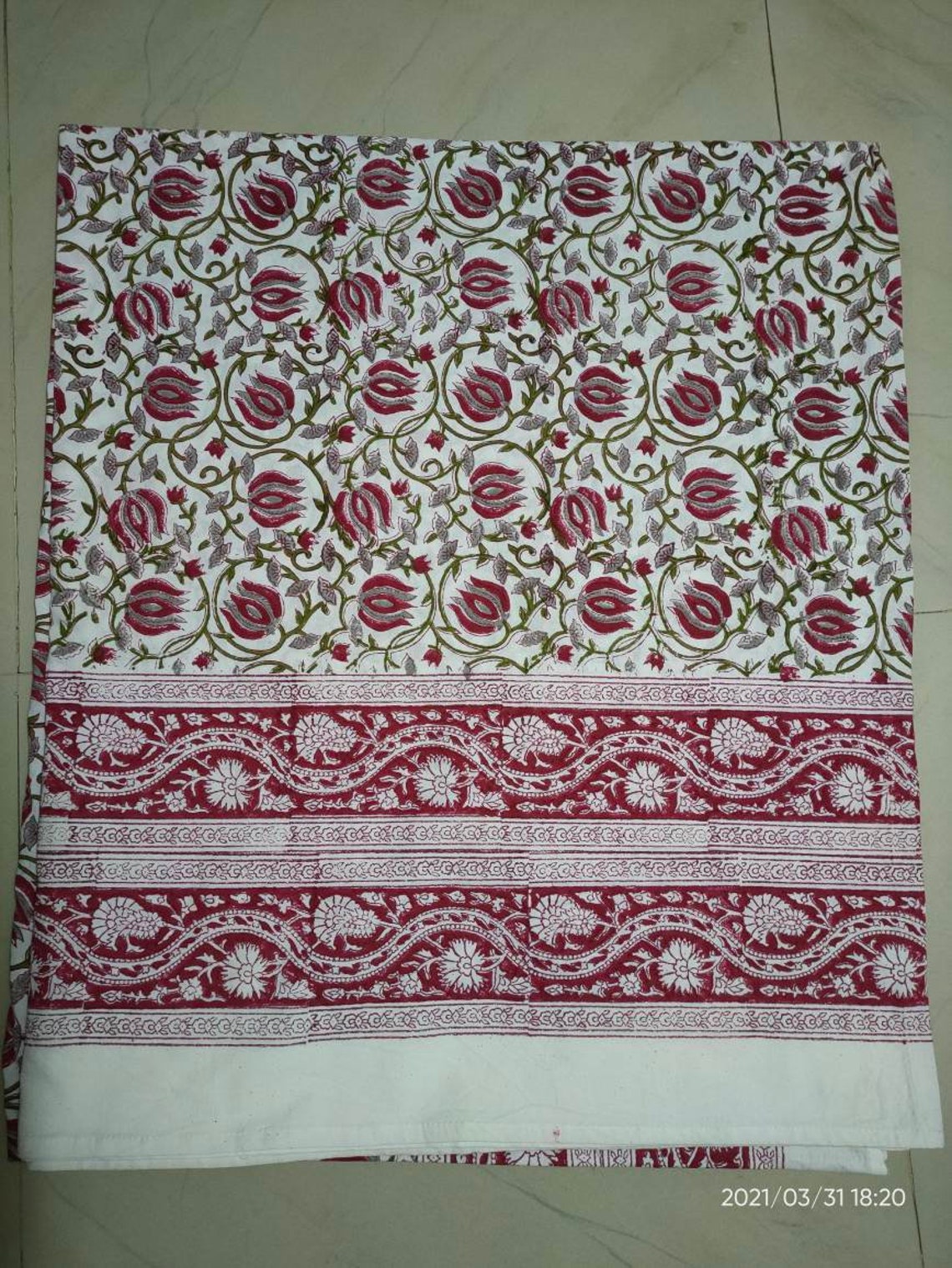 Hand Block-printed Lotus Flowers Design Bed Sheet With Fitting - Etsy