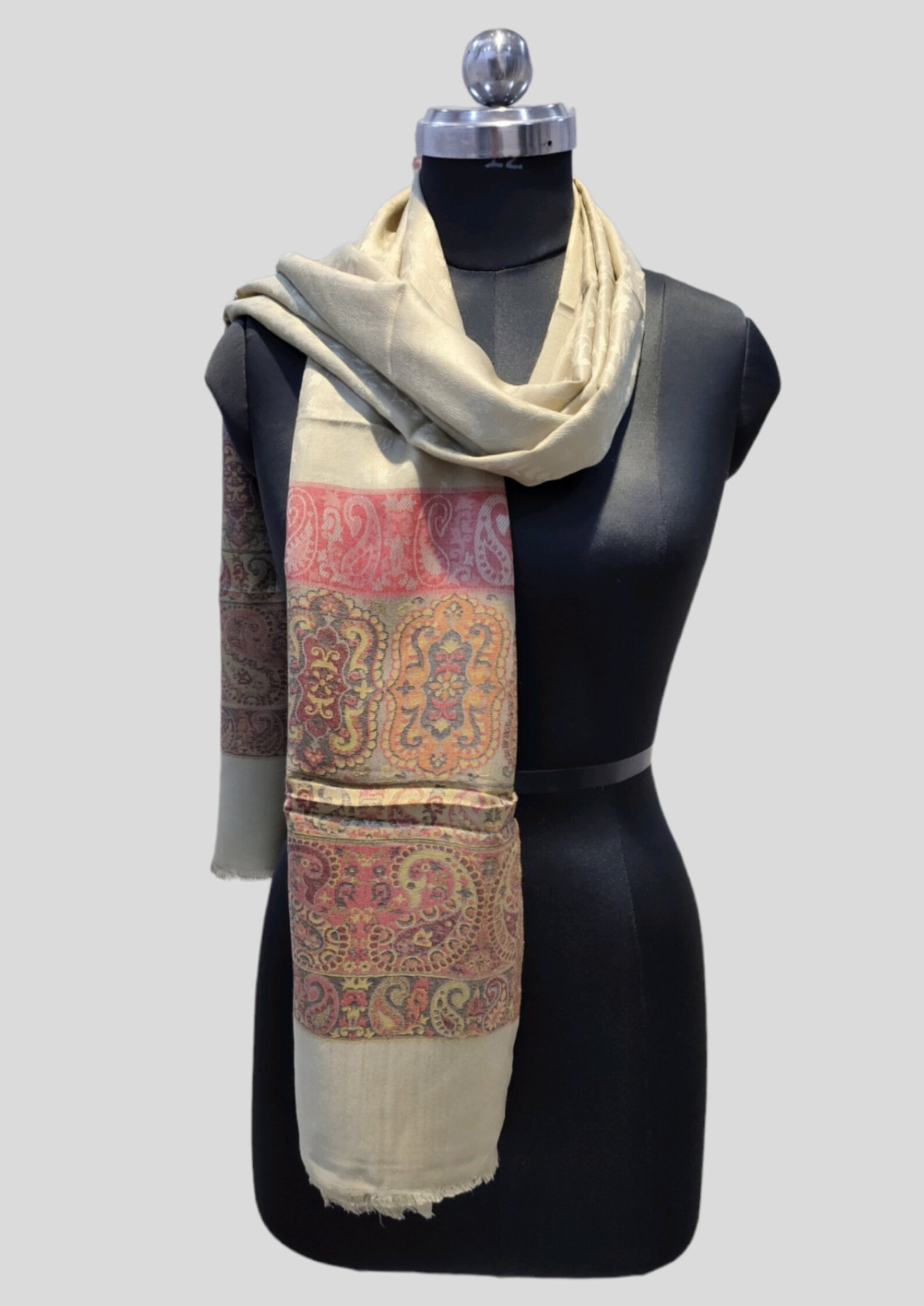 Kashmiri Jacquard Jamawar Design Pashmina Wool Shawl, All Seasons Wrap ...