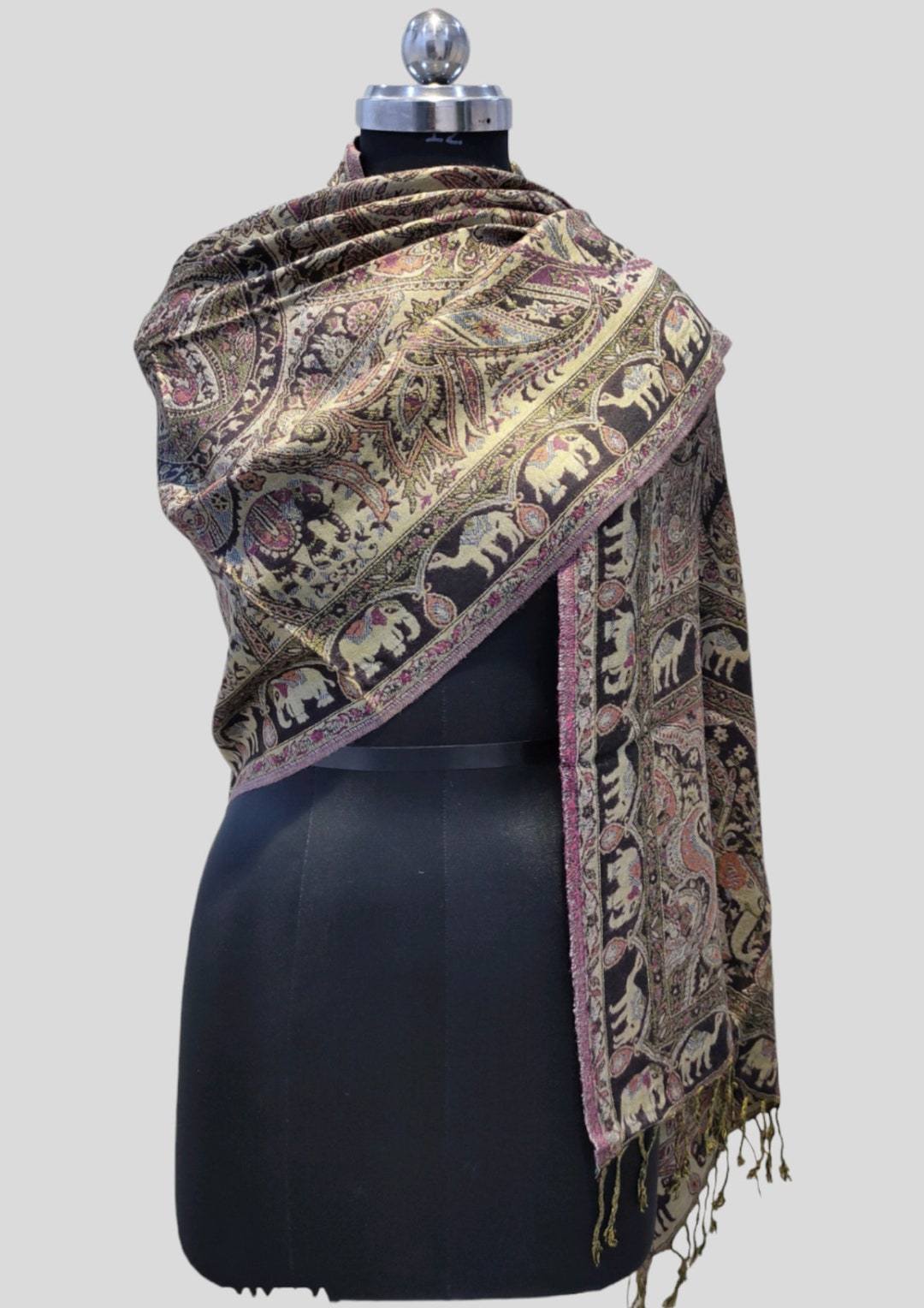 Kashmiri Jacquard Jamawar Design Pashmina Wool Shawl All - Etsy