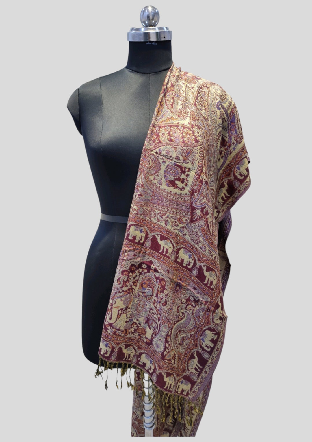 Kashmiri Jacquard Jamawar Design Viscose Shawl, All Seasons Wrap - Etsy
