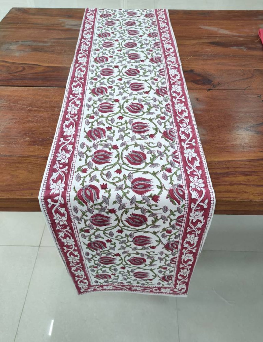 Hand Block Print 100% Cotton Canvas Table Runner - Etsy