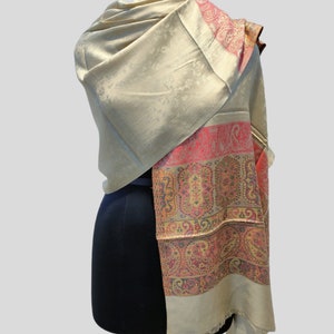 Kashmiri Jacquard Jamawar Design Pashmina Wool Shawl, All Seasons Wrap ...
