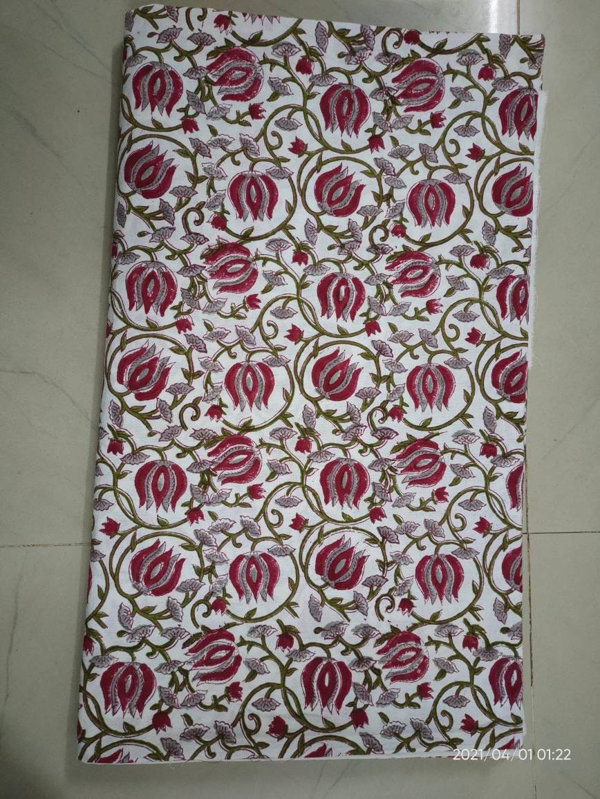 Hand Block-printed Lotus Flowers Design Bed Sheet With Fitting - Etsy