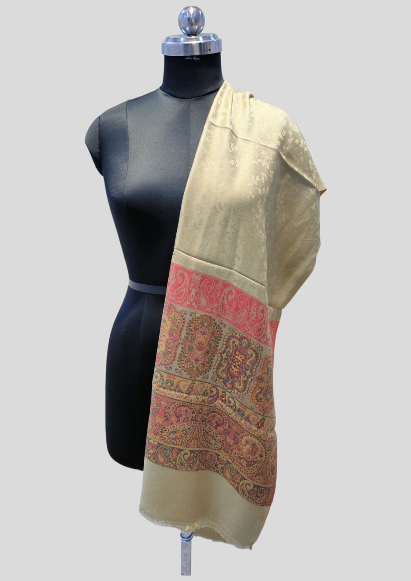 Kashmiri Jacquard Jamawar Design Pashmina Wool Shawl, All Seasons Wrap ...