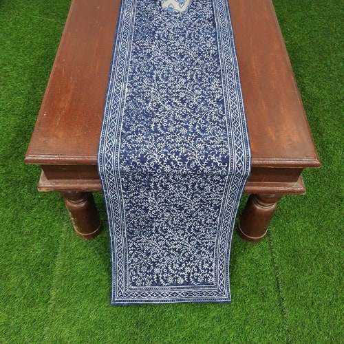 Hand Block Print 100% Cotton Canvas Table Runner - Etsy
