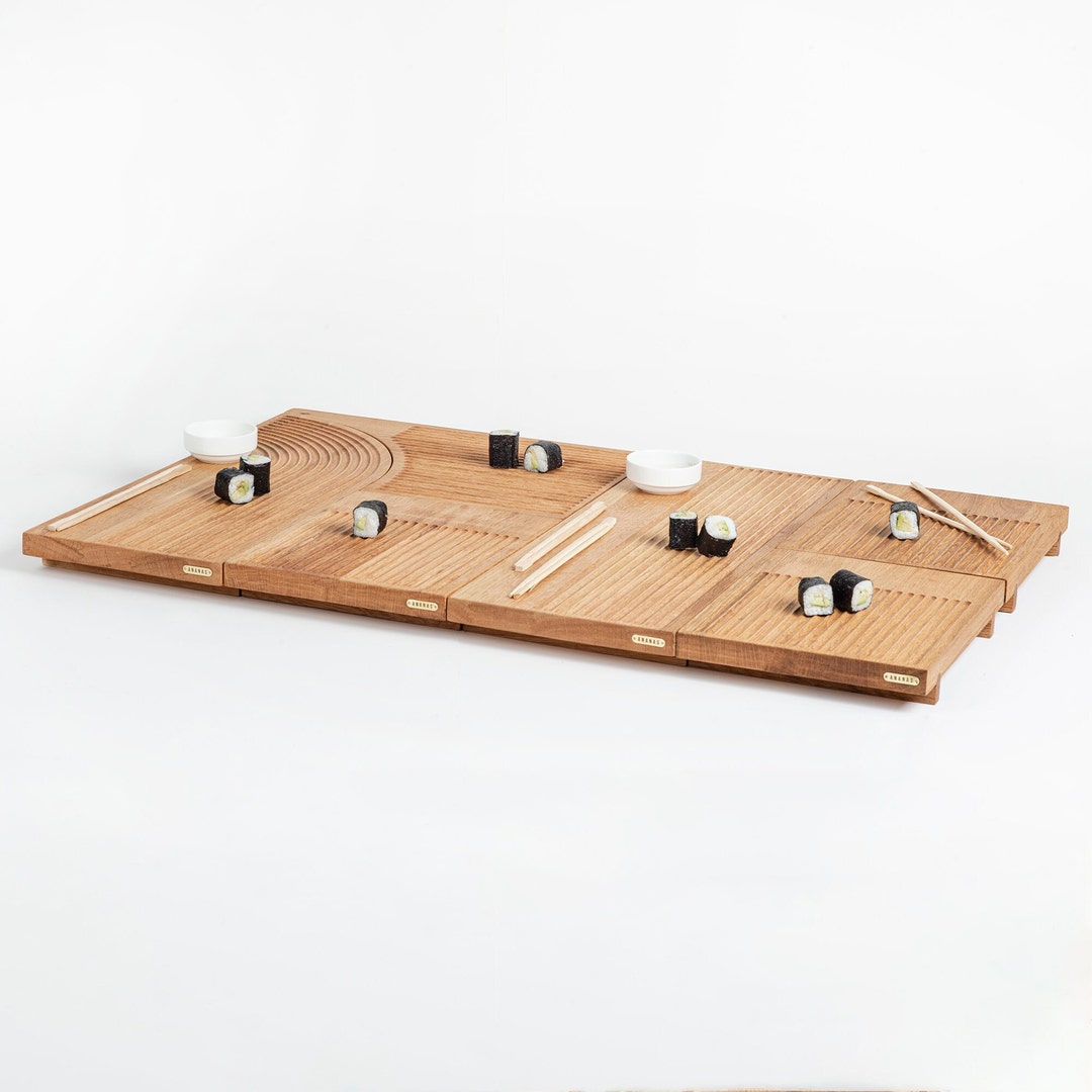 6 Piece Wooden Sushi Set, Oak Wood Sushi Serving Board, Handcrafted ...