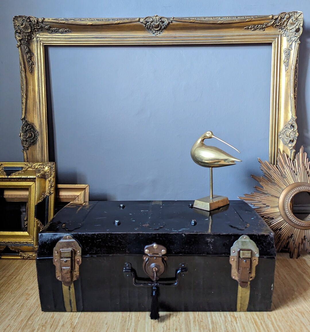 Large Antique / Vintage Steamer Trunk / Deed Box / Lockable - Etsy