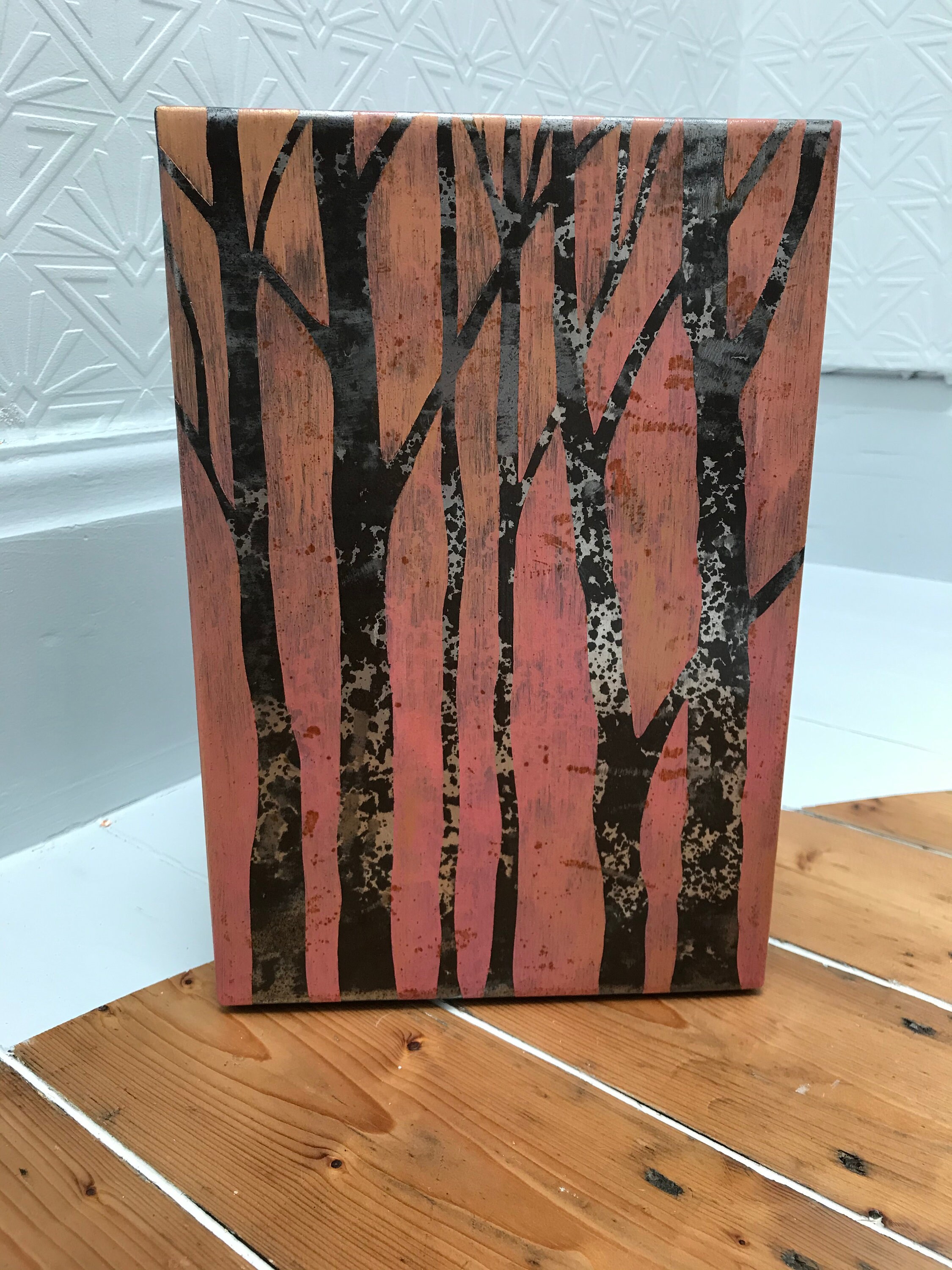 Vintage Wall Cabinet Display Box with Tree Silhouettes | Etsy