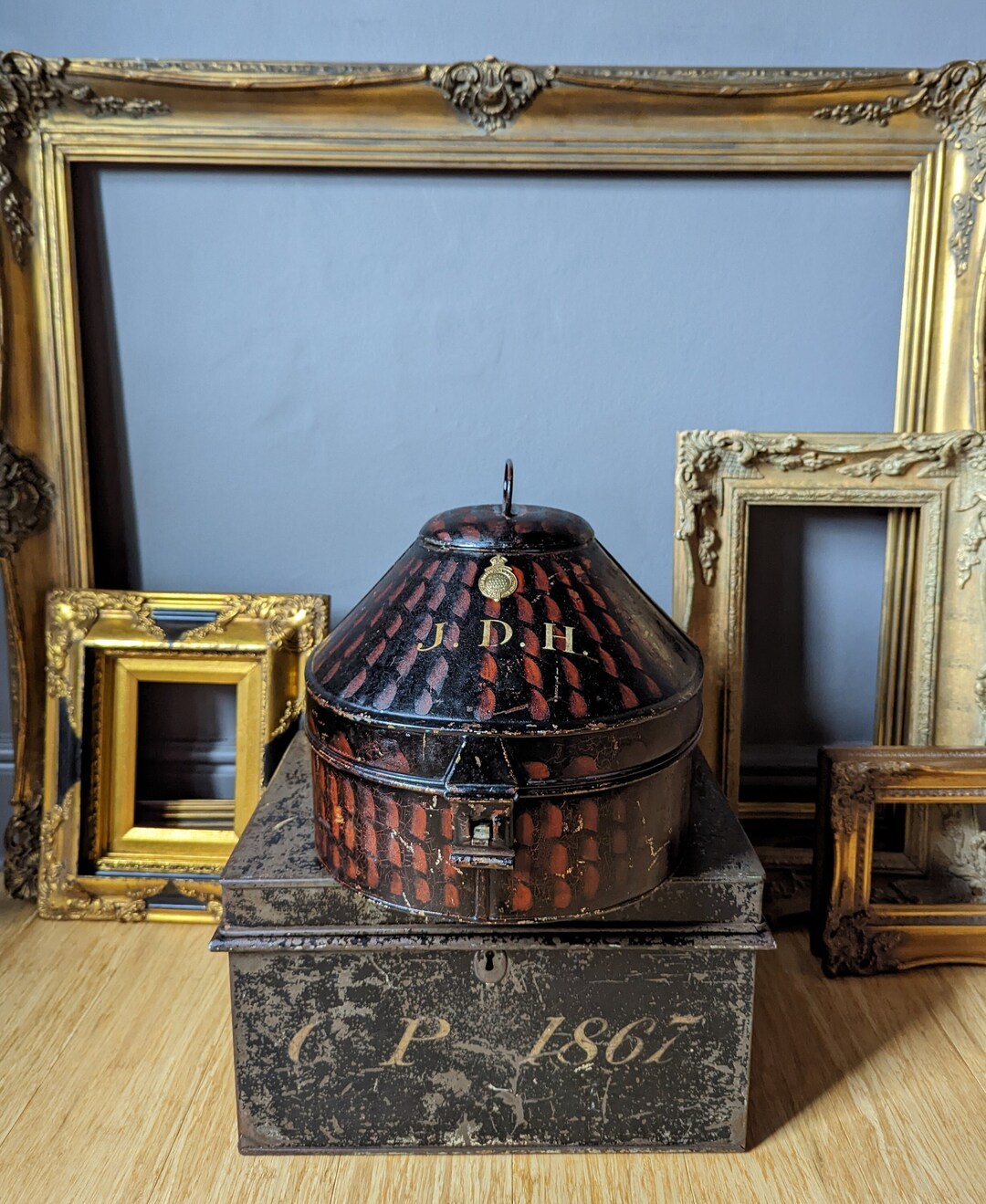 Beautiful Toleware Military Hat Box - Etsy