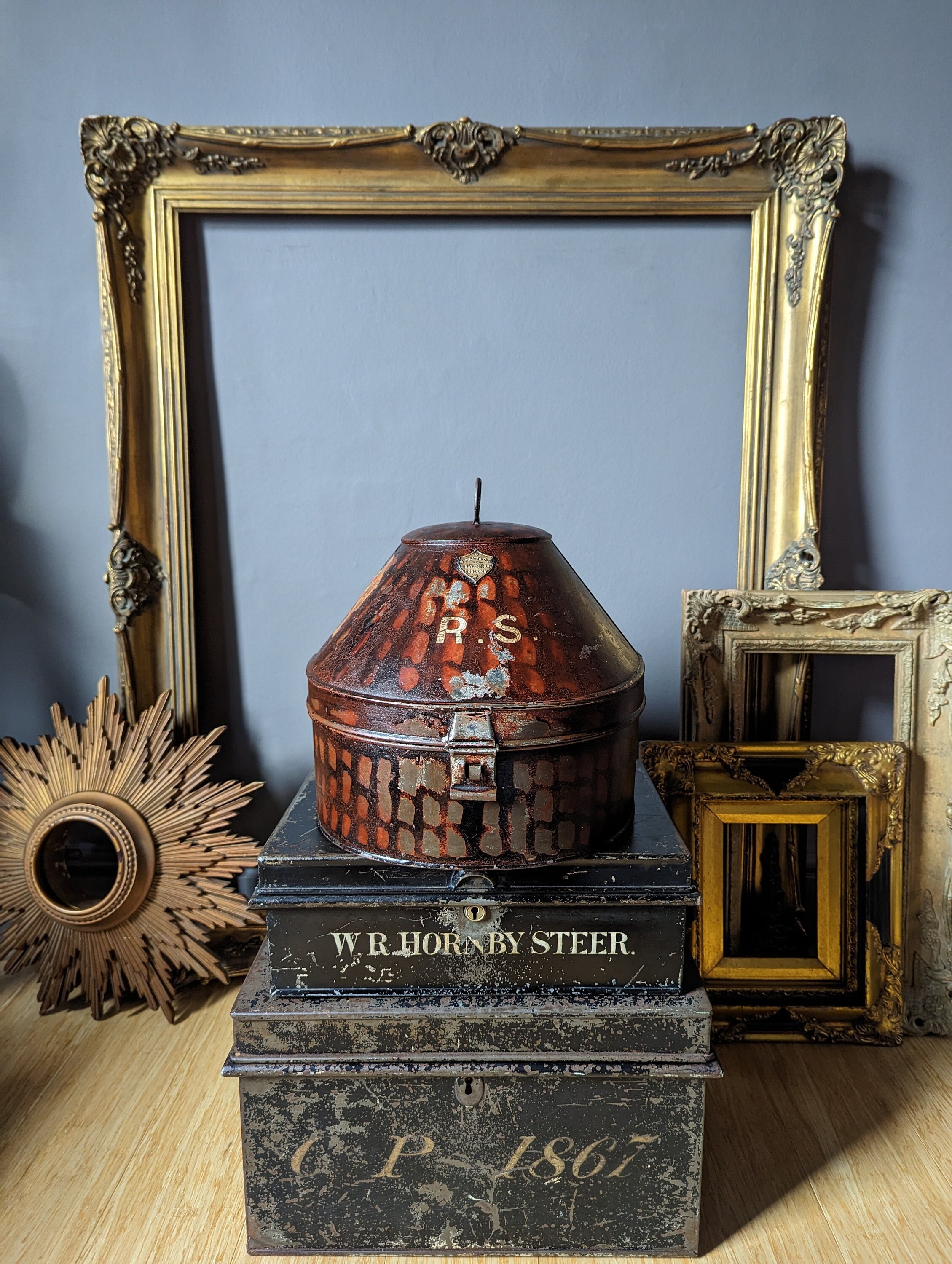 Beautiful Toleware Military Hat Box With Brass Hawkes and Co - Etsy