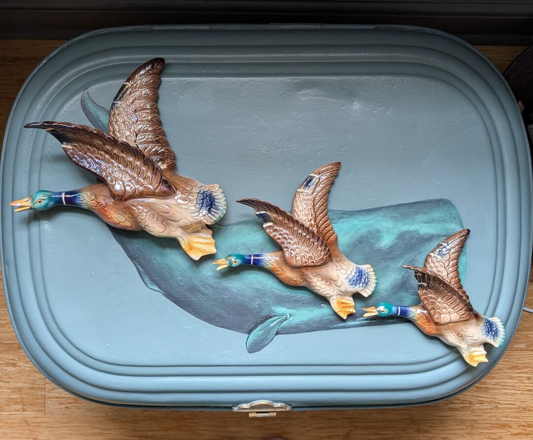 Vintage Jema Holland Ceramic Flying Mallard Duck Wall Plaques - Set of ...