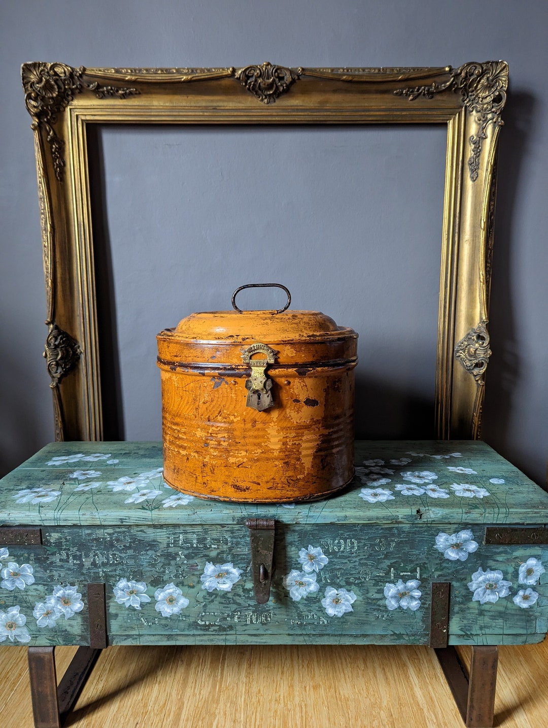 Fabulous Antique/ Vintage Hat Box Unusual Brass Latch - Etsy