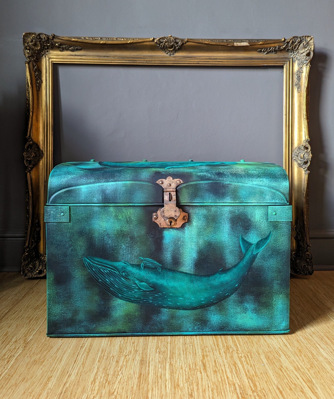 Hand-painted Whale Steamer Trunk: Vintage Nautical Decor - Etsy
