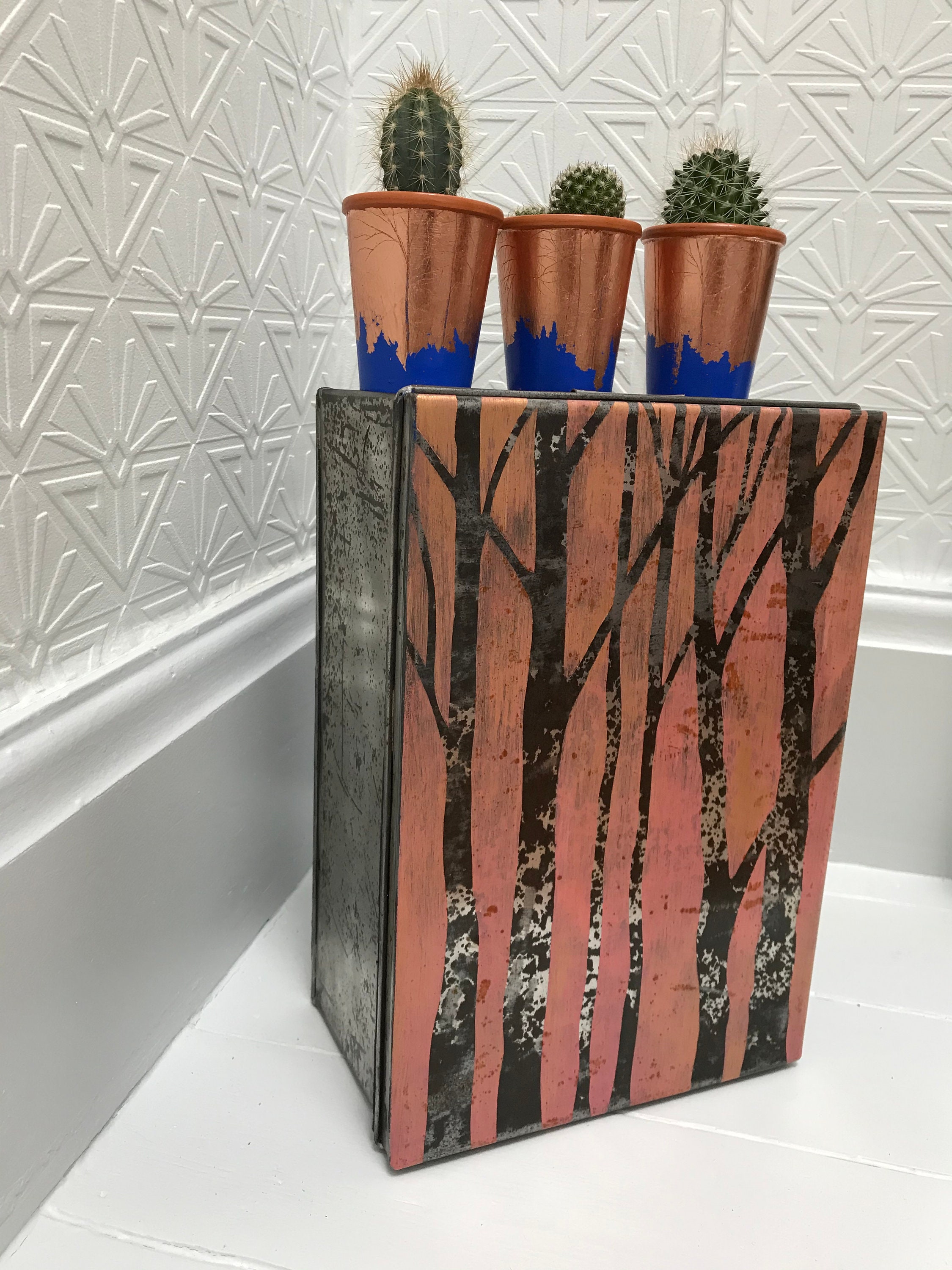 Vintage Wall Cabinet Display Box with Tree Silhouettes | Etsy