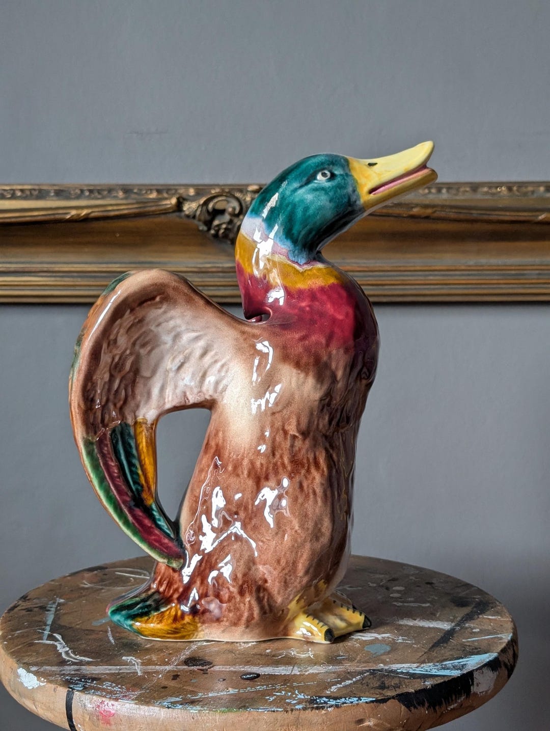 Vintage or Antique Majolica Ceramic Duck Jug Vase - Etsy