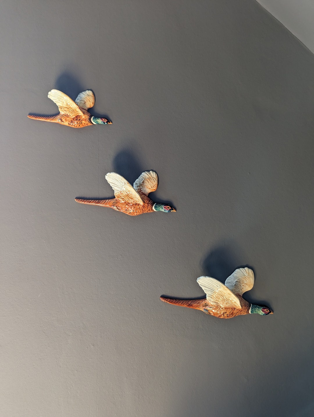 Gorgeous Vintage Beswick Wall Mounted Flying Pheasant Plaques Graduated ...