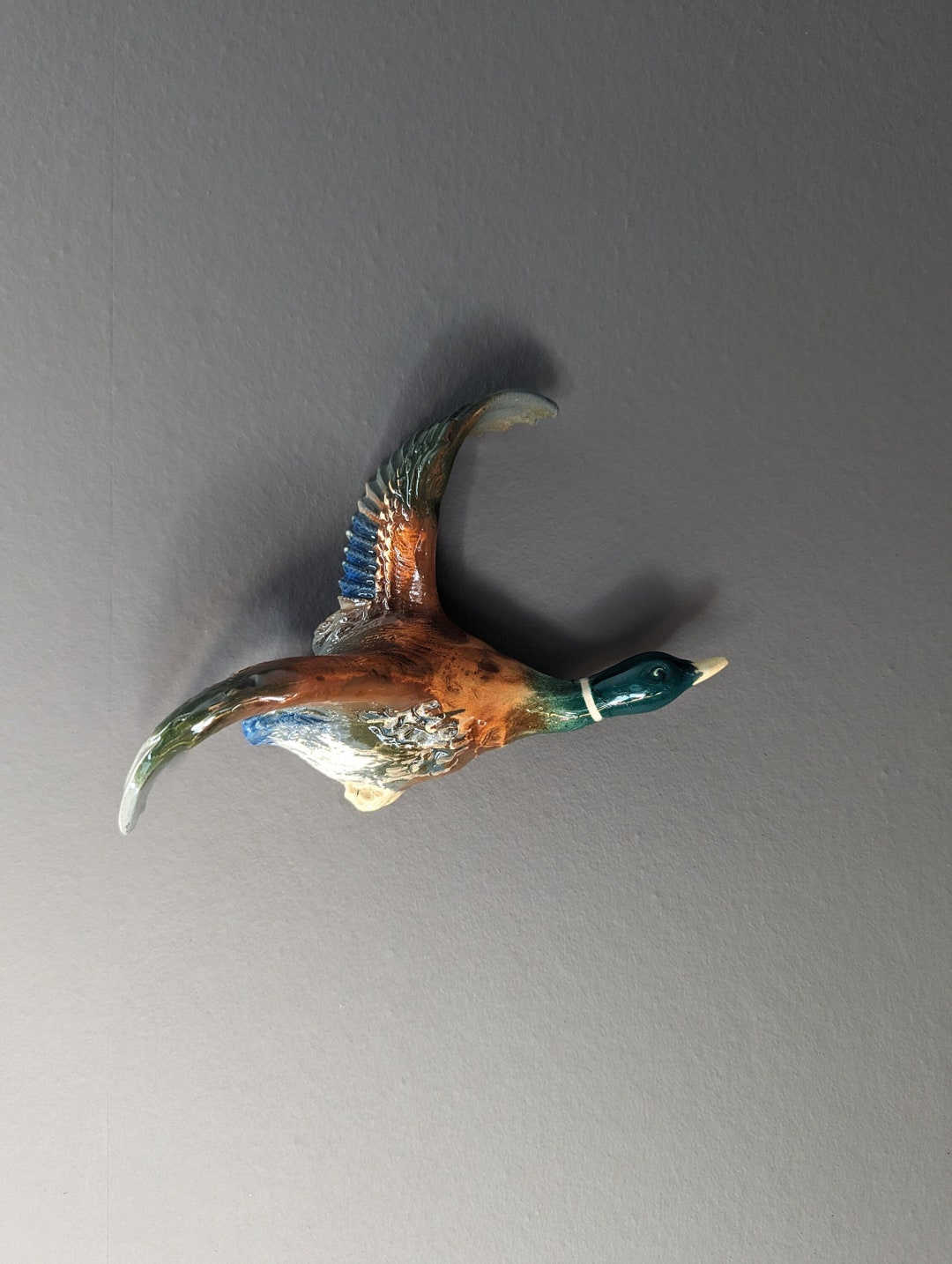 Gorgeous Vintage Ceramic / Pottery Flying Duck Wall Plaque Small Size ...