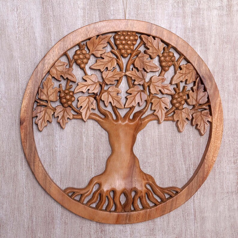 Tree of Life Wall Sculpture Panel Hand Carved Wood Tree of Life Wall ...
