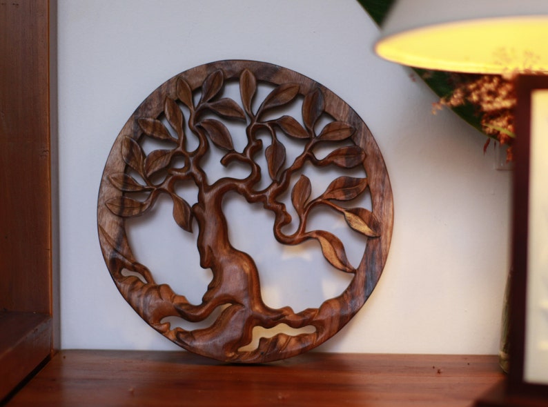 Tree of Life Wall Sculpture Panel Hand Carved Wood Tree of | Etsy
