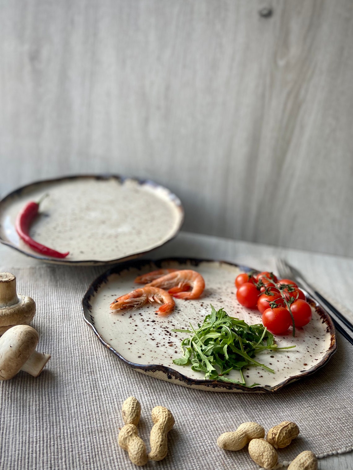 Rustic Large Serving Plate 12 Inch Natural Dinnerware Set - Etsy